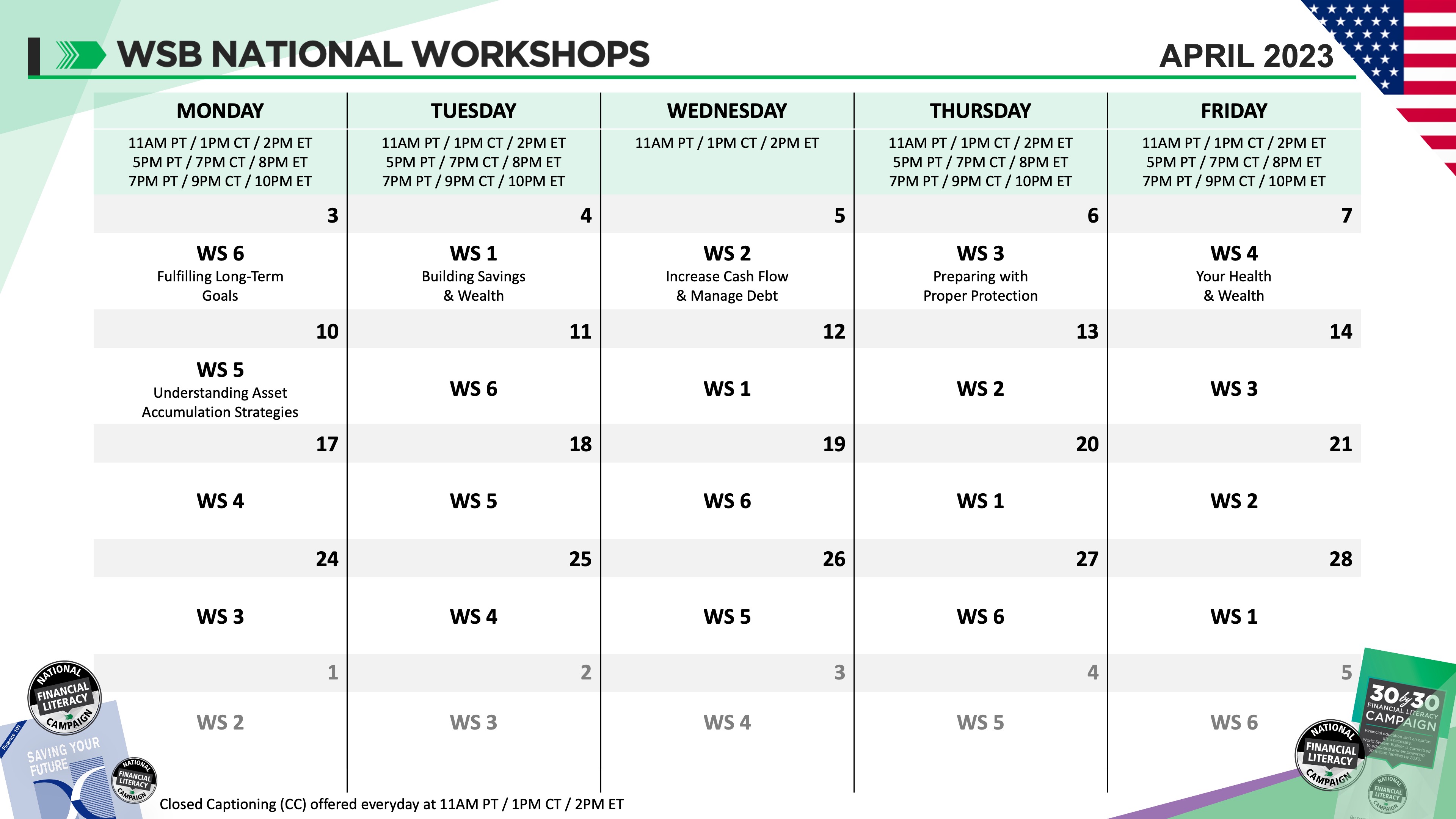 WSB WORKSHOP CALENDAR – WSB