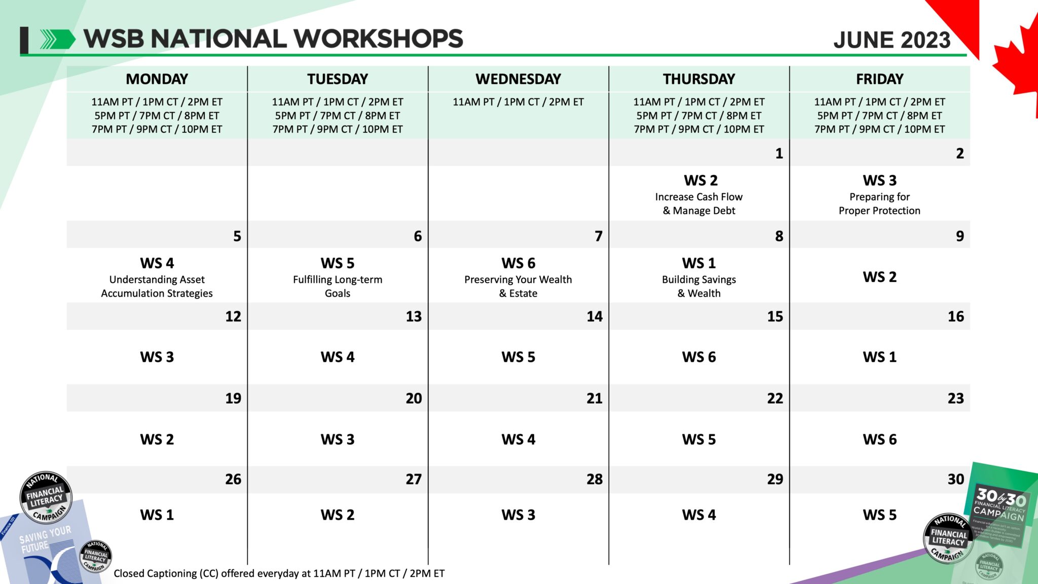 WSB WORKSHOP CALENDAR – WSB